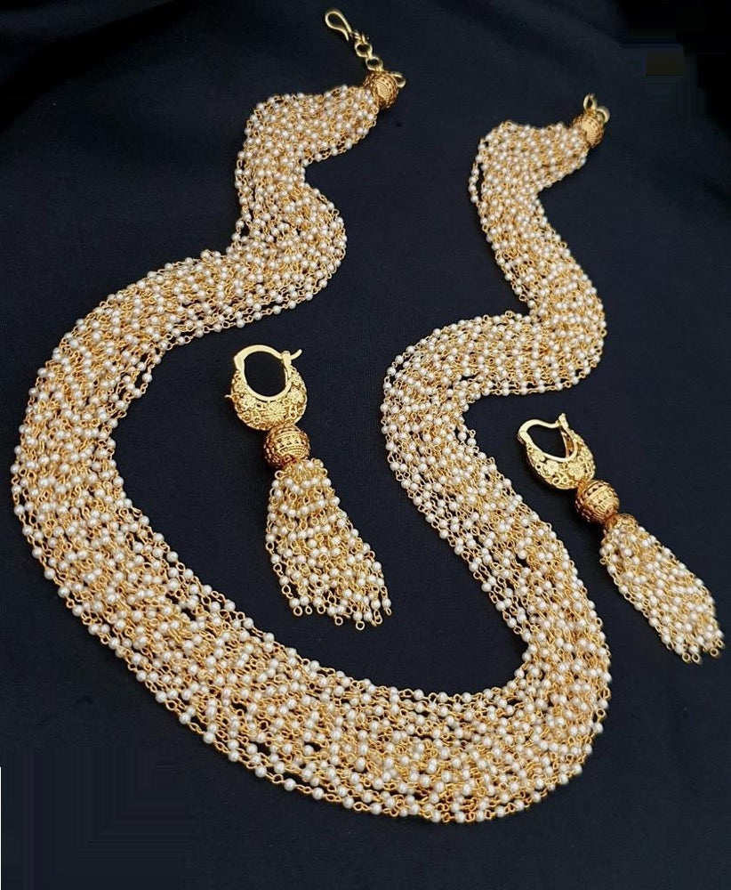 Multi layer small pearl Mala set 24 inches – Yash Fashions